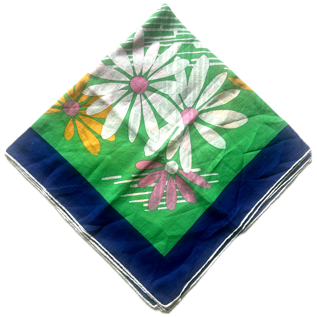Flower power vintage daisy print cotton square scarf – Candy Says ...