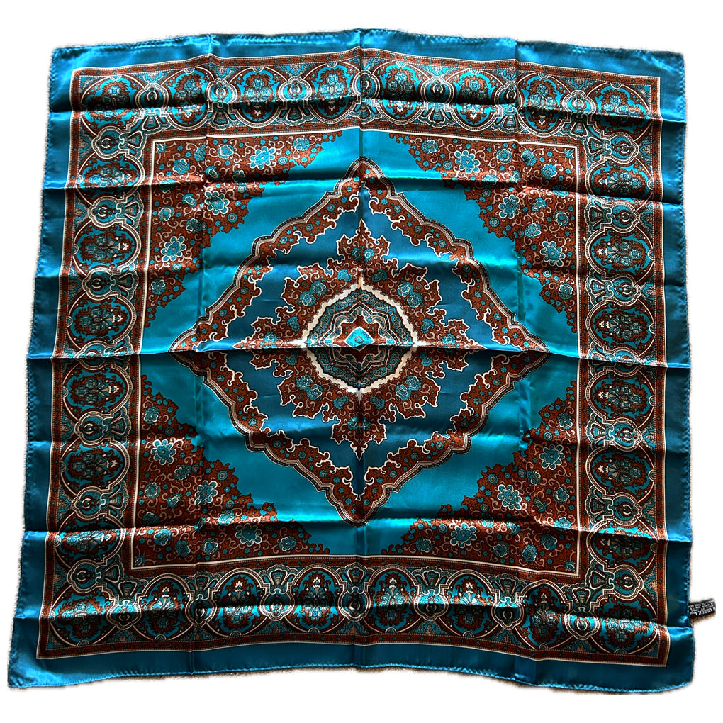 Hammura vintage kingfisher blue and copper brown satin acetate vintage ...